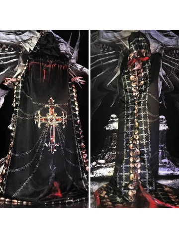 Skull Printed Cloak - Costumes - Raywigs