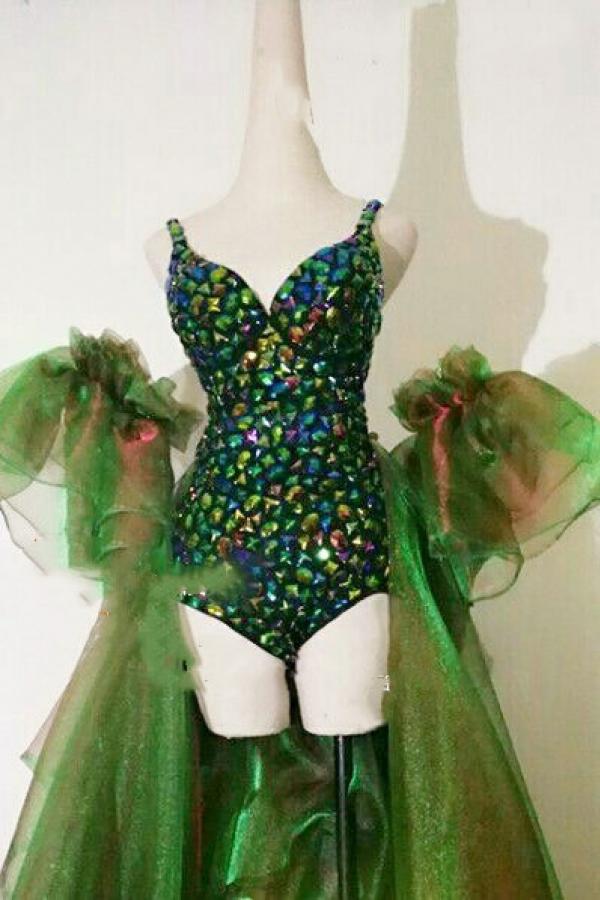 Emerald Crystallized Rave Suit - Costumes - Raywigs