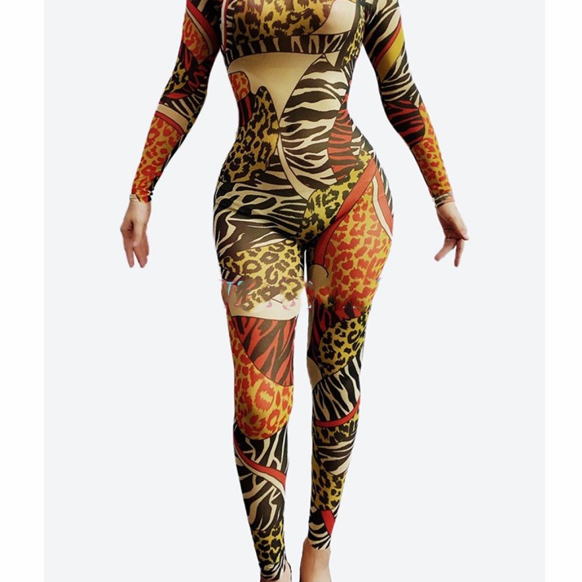 Leopard Long Sleeve Skinny Drag Bodysuit - Daily New In - Raywigs