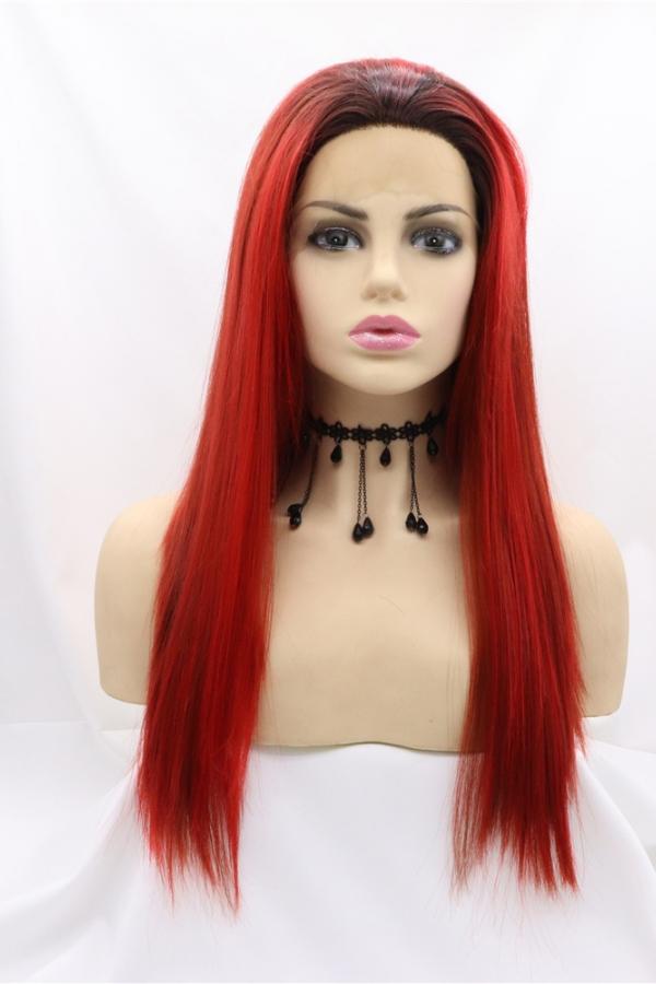 Hot Red With Dark Root - Wigs - Raywigs