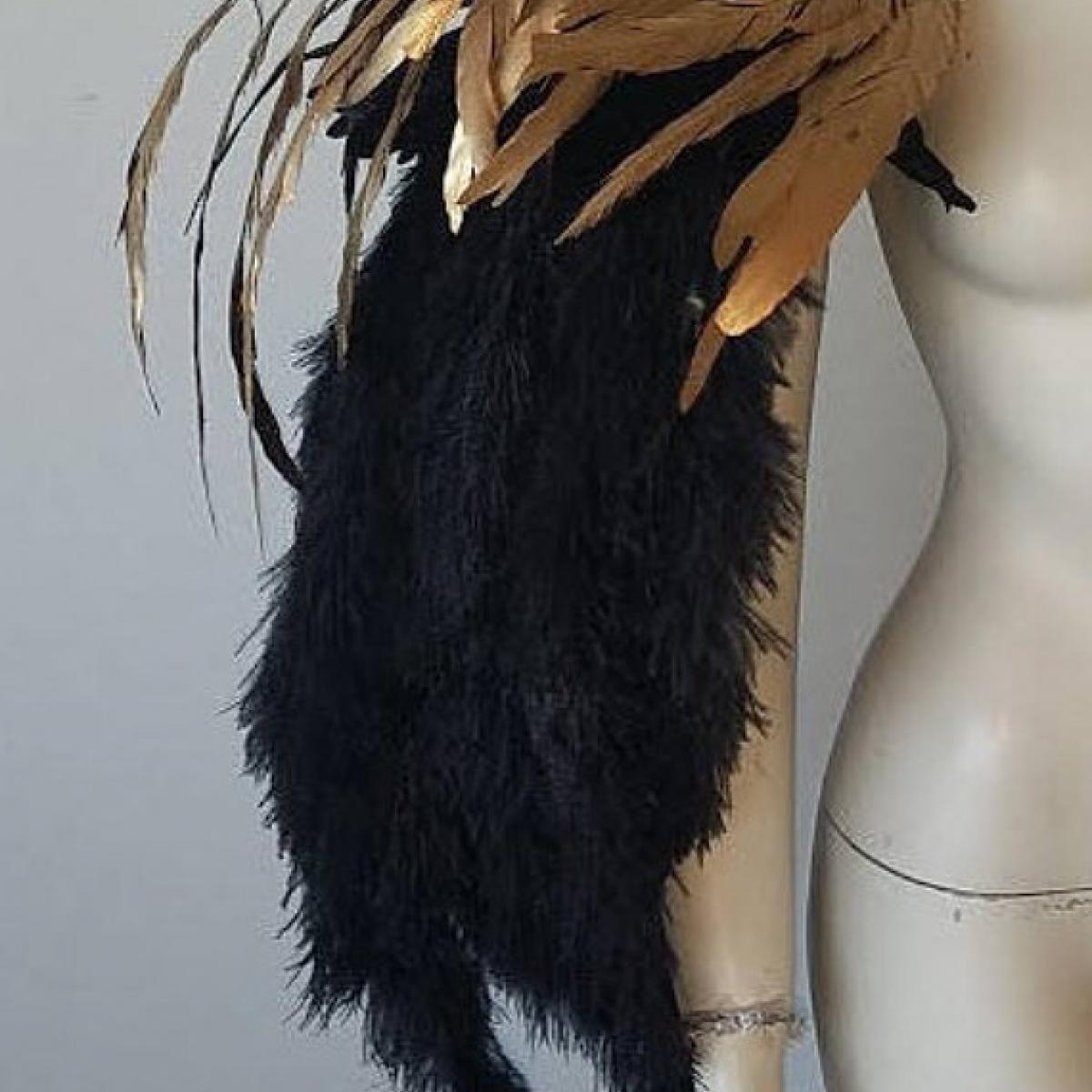Golden Ostrich Feather Cape - Party Queen - Raywigs