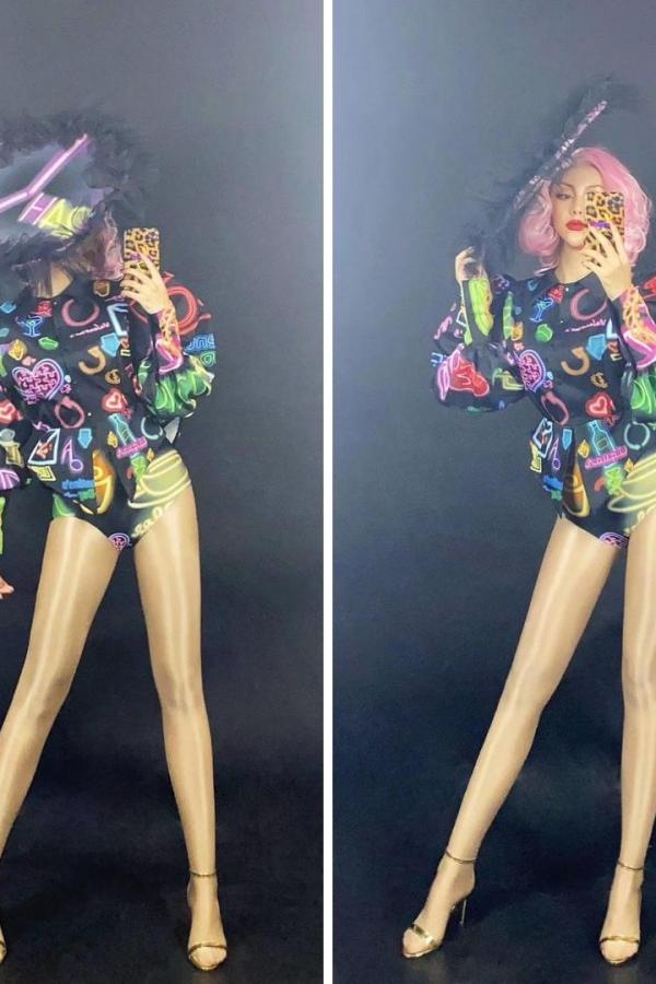 Black Neon Puff Suit - Costumes - Raywigs