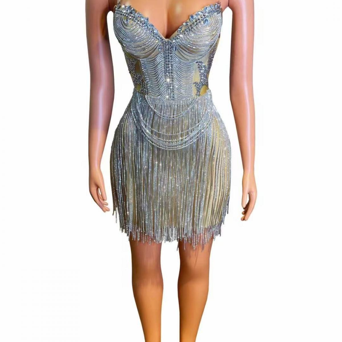 Rhinestone Chain Dress - Daily New In - Raywigs