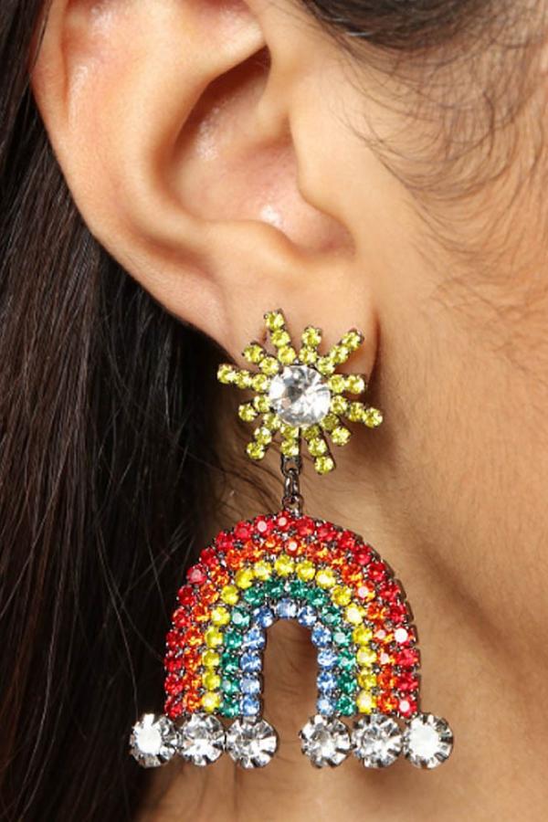 Rainbow Color Rhinestone Earrings - Daily New In - Raywigs