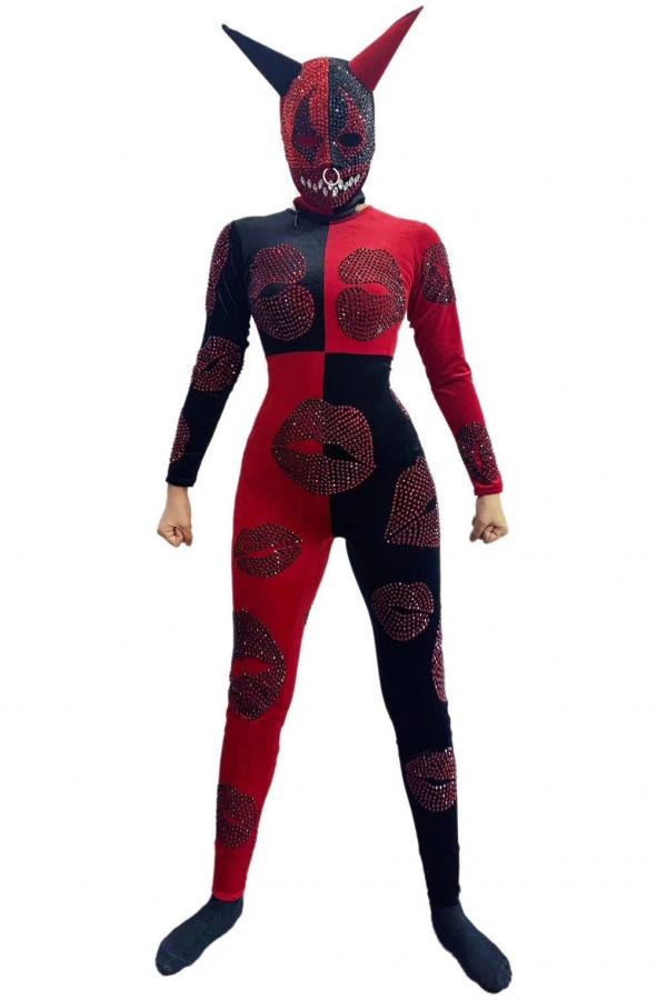 Black and Red Devil Bodysuit - Costumes - Raywigs