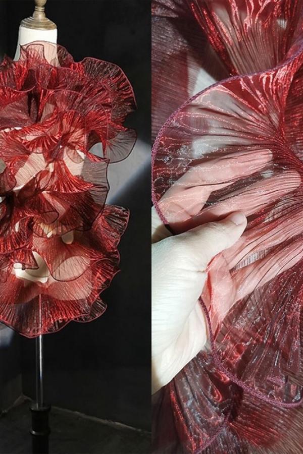 DIY Red Organza Fabric (100cm*13cm) - Daily New In - Raywigs