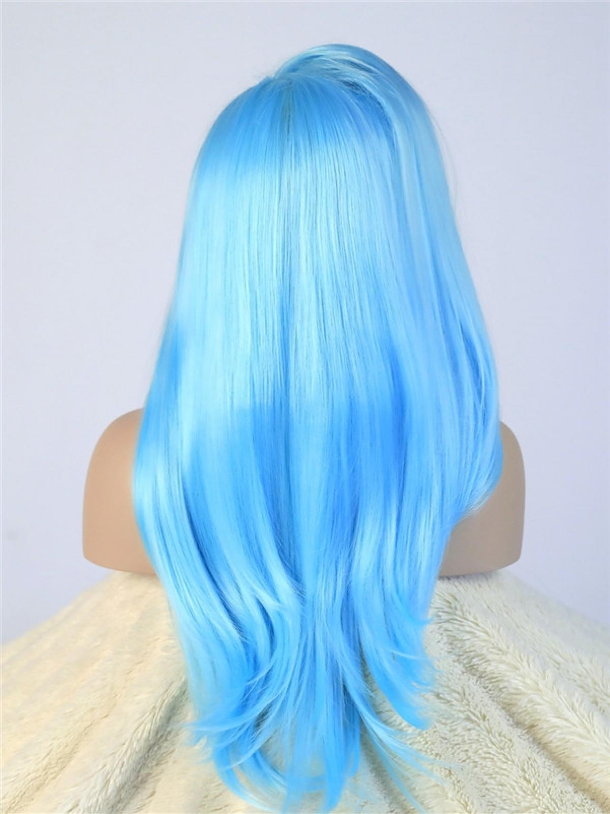 Ice Blue Straight Heat Friendly Synthetic Fiber Lace Wig - Style - Ava ...