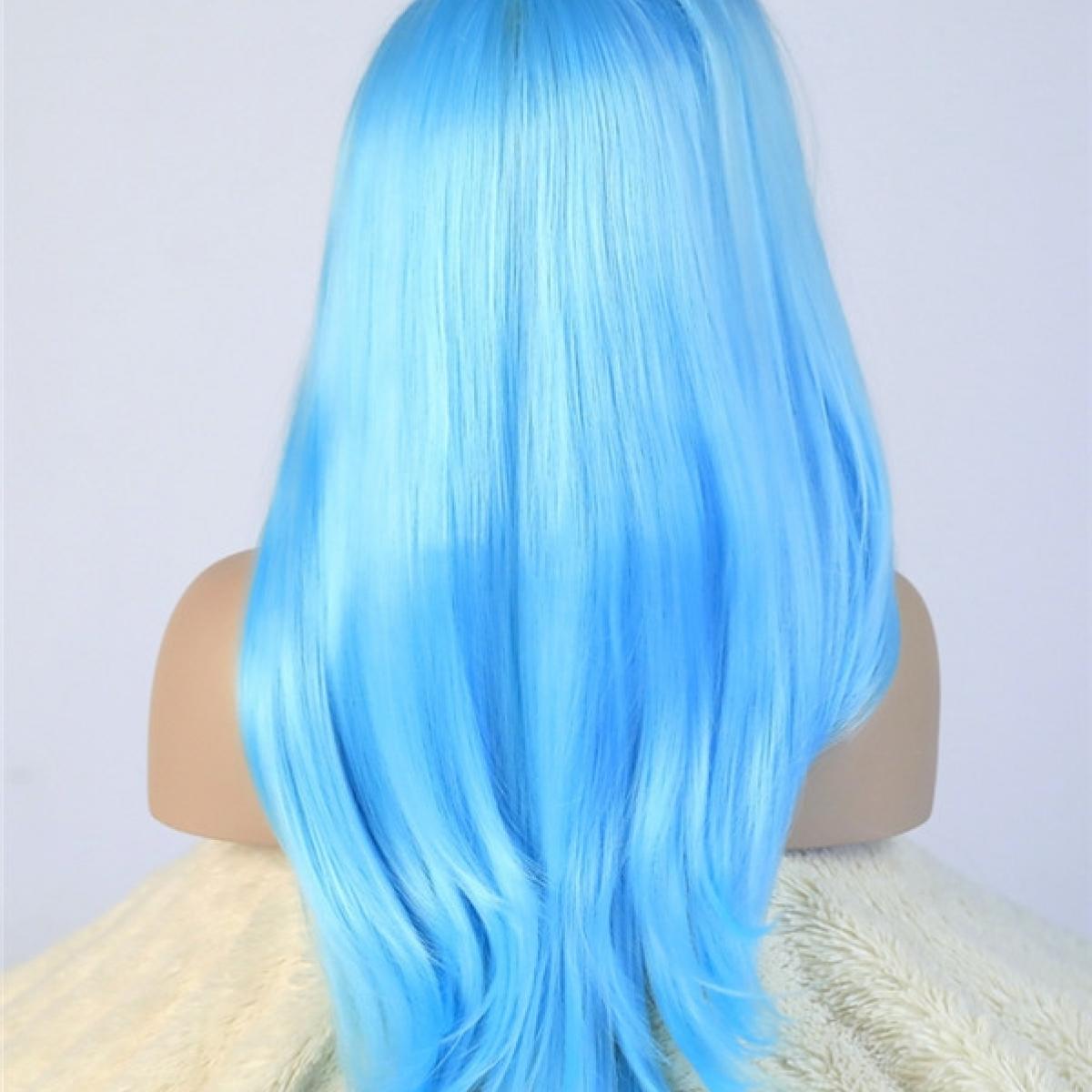 Ice Blue Straight Heat Friendly Synthetic Fiber Lace Wig - Style - Ava ...