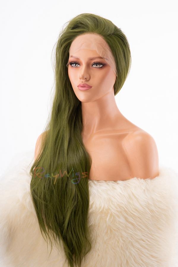 Army Green Long Straight Drag Wig - Style - Neon - Wigs - Raywigs